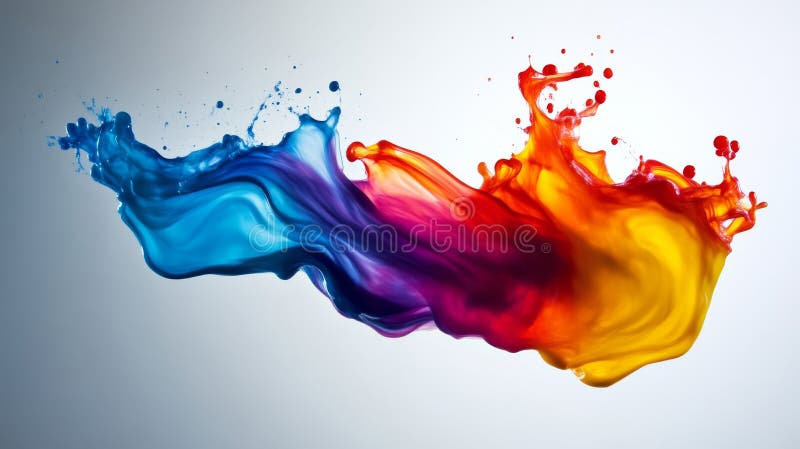 Colorful Abstract Paint Splash Mixing on White Background, Artistic ...