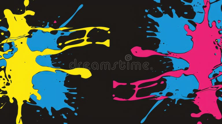 Colorful Abstract Paint Splatter on Black Background Stock Illustration ...