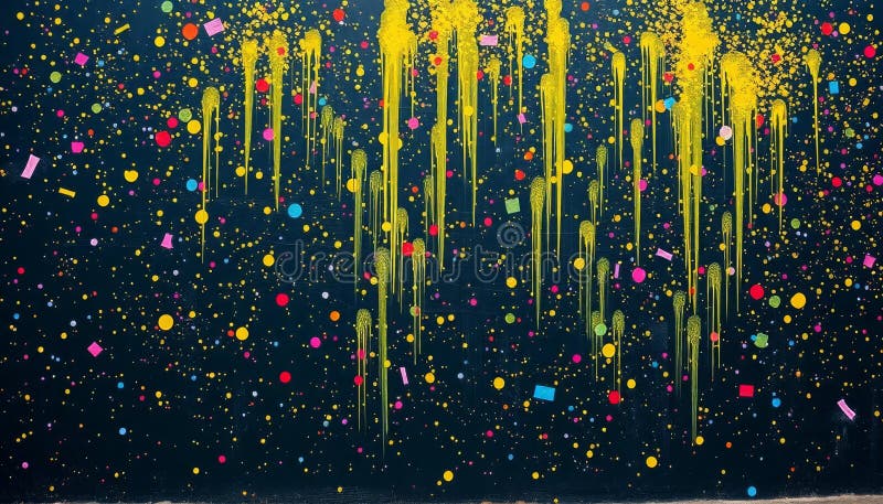 Colorful Abstract Paint Splatter on Dark Background, Vibrant Drips and ...