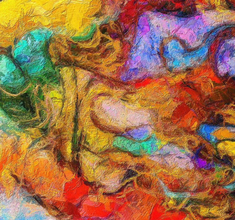 Texture, Background and Colorful Image of an Original Abstract Painting ...