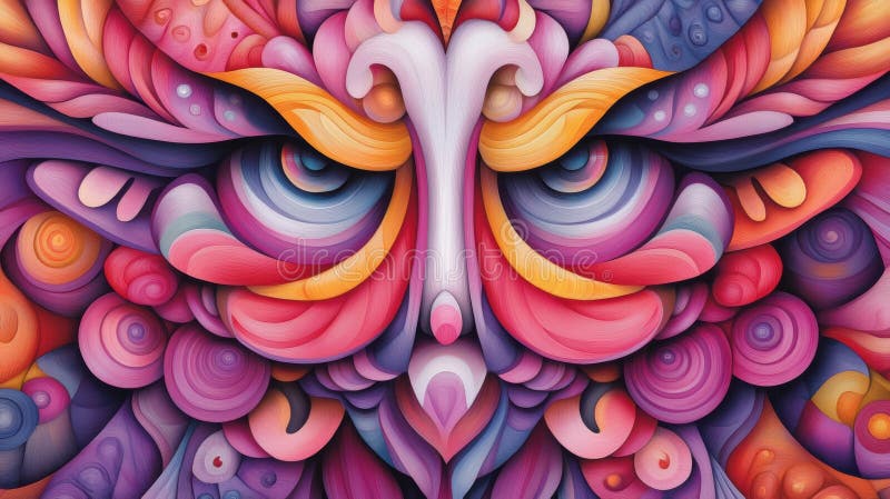 A Colorful Abstract Painting of a Face with Many Eyes, AI Stock Image ...