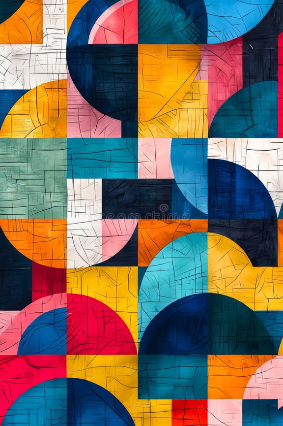 A Colorful Abstract Painting of a Geometric Pattern. Generative AI ...