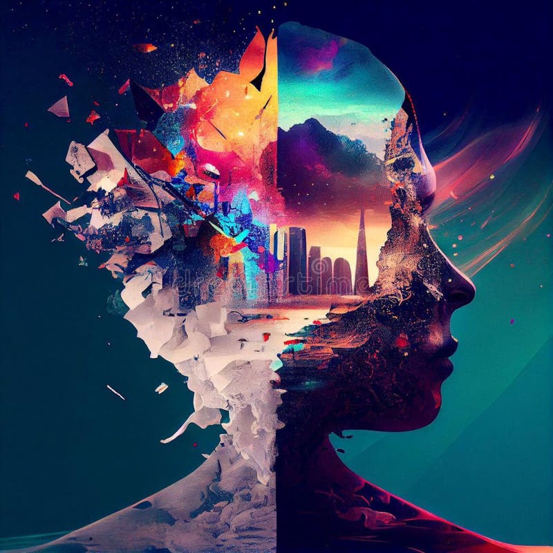 Colorful Abstract Painting of Human Face Stock Illustration ...