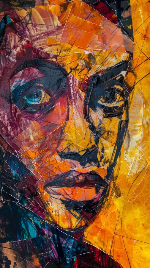 Colorful Abstract Painting of a Human Face Stock Image - Image of ...