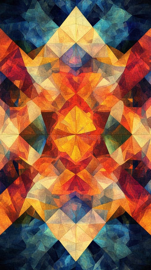 A Colorful Abstract Painting with a Lot of Triangles and Squares Stock ...