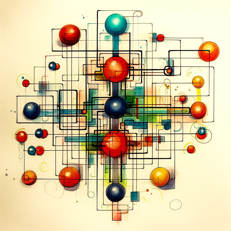 A Colorful Abstract Painting of Many Different Colored Spheres Stock ...