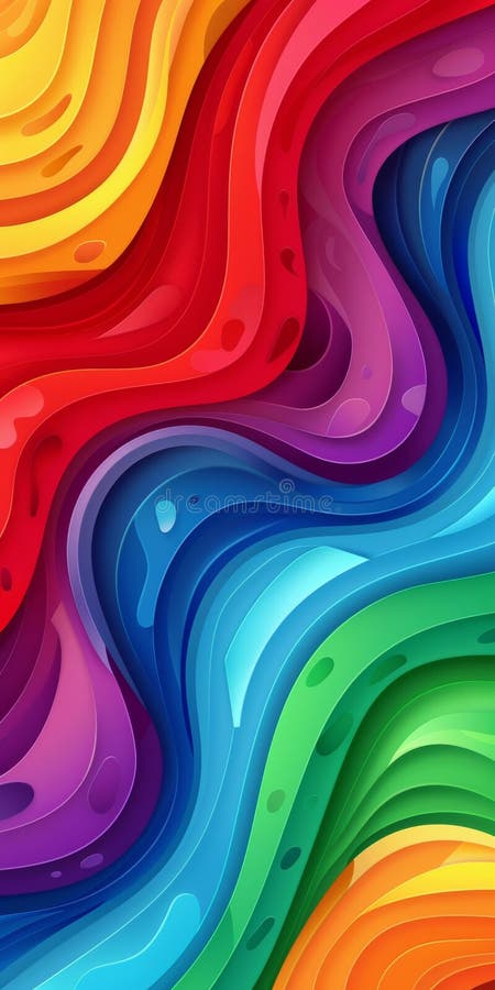 A Colorful, Abstract Painting with a Rainbow-colored Wave Stock ...