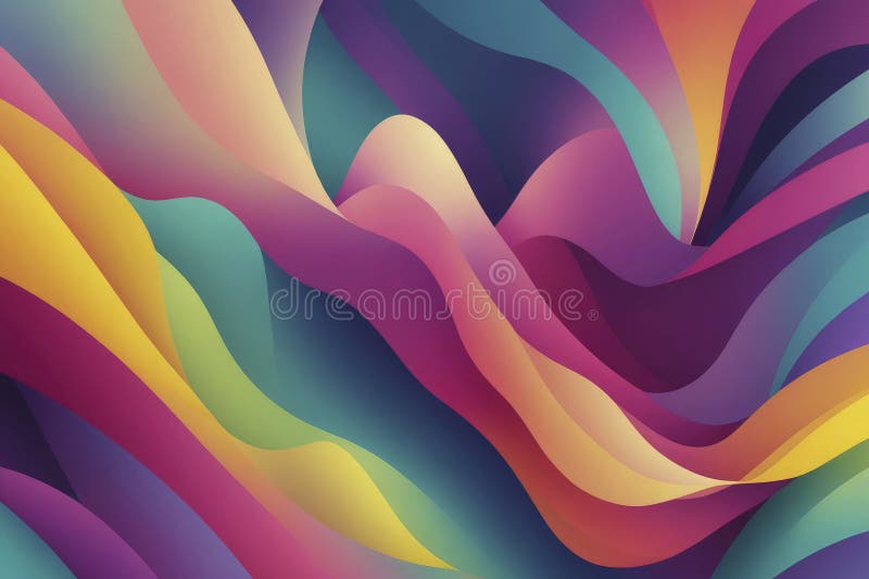 A Colorful, Abstract Painting with a Rainbow of Colors and a Wave-like ...