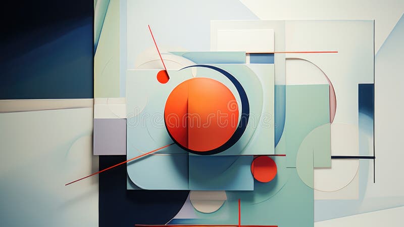 A Colorful Abstract Painting with a Red and Orange Object, AI Stock ...