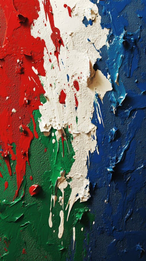 Colorful Abstract Painting with Red, White, Green, and Blue in Artistic ...