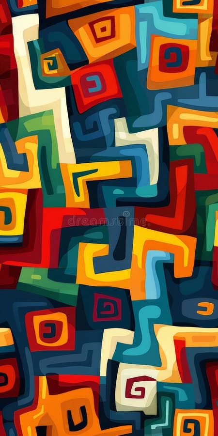 Colorful Abstract Painting of Squares and Rectangles Stock Illustration ...