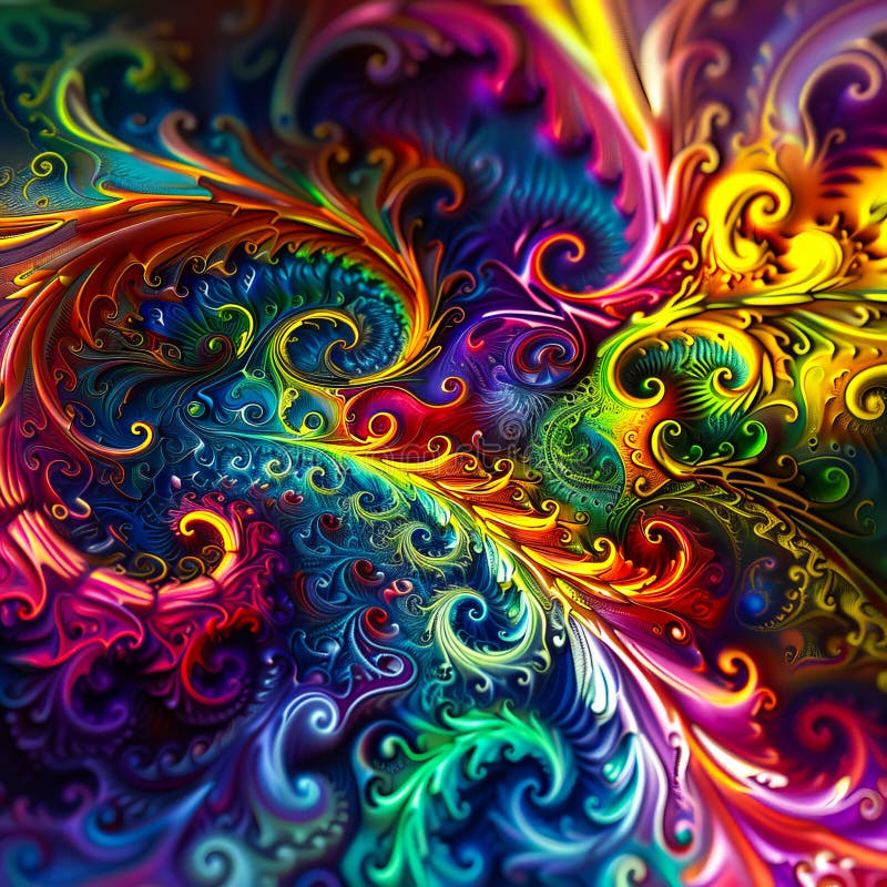 A Colorful Abstract Painting with Swirls Stock Photo - Image of design ...