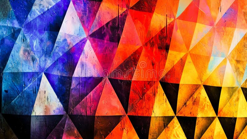 A Colorful Abstract Painting of Triangles with a Bright Background, AI ...