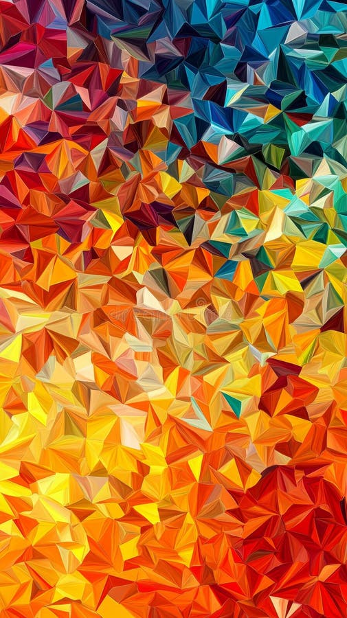 A Colorful Abstract Painting with Triangles and Squares Stock ...