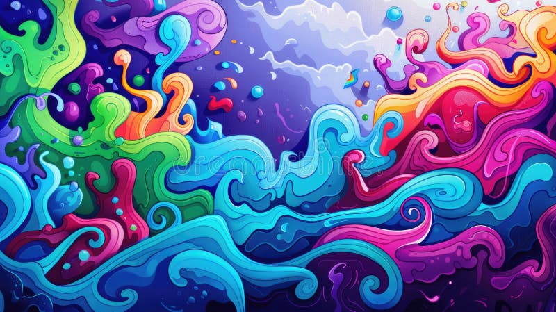 Colorful Abstract Painting with a Trippy, Psychedelic Vibe AIG51A Stock ...