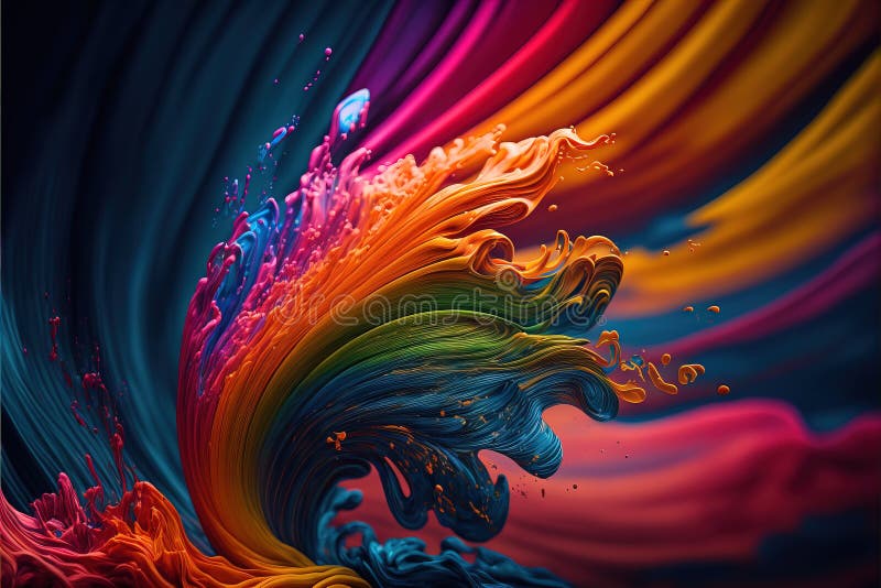 A Colorful Abstract Painting with a Wave of Colors in the Background ...