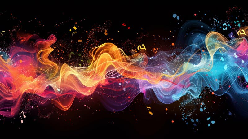 A Colorful Abstract Painting of a Wave with Musical Notes, AI Stock ...