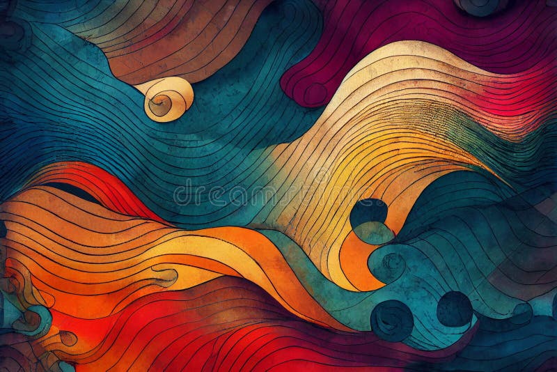 Abstract Painting Waves As Background. Generative AI Stock Illustration ...