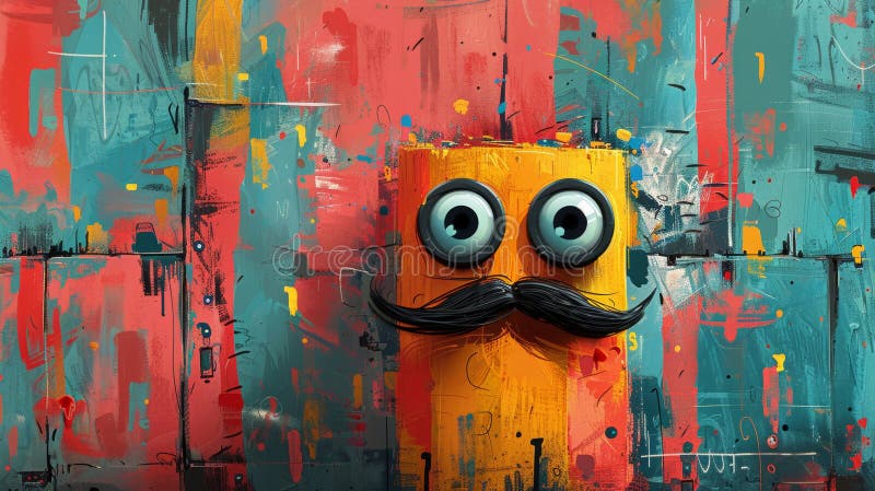 Colorful Abstract Painting with a Whimsical Character Stock Photo ...