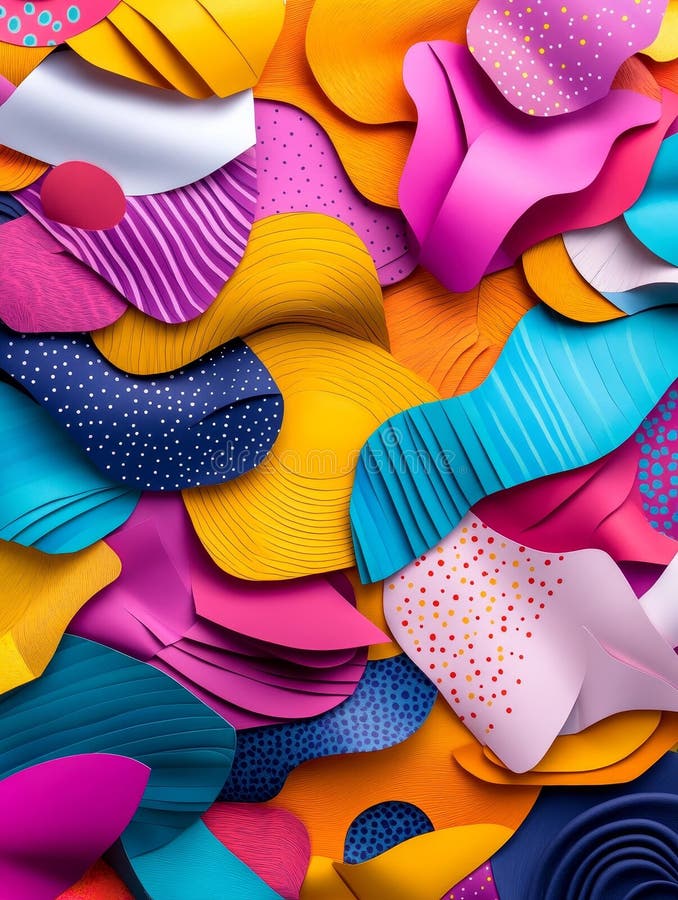 Colorful Abstract Paper Art Collage Featuring Vibrant Shapes Textures ...
