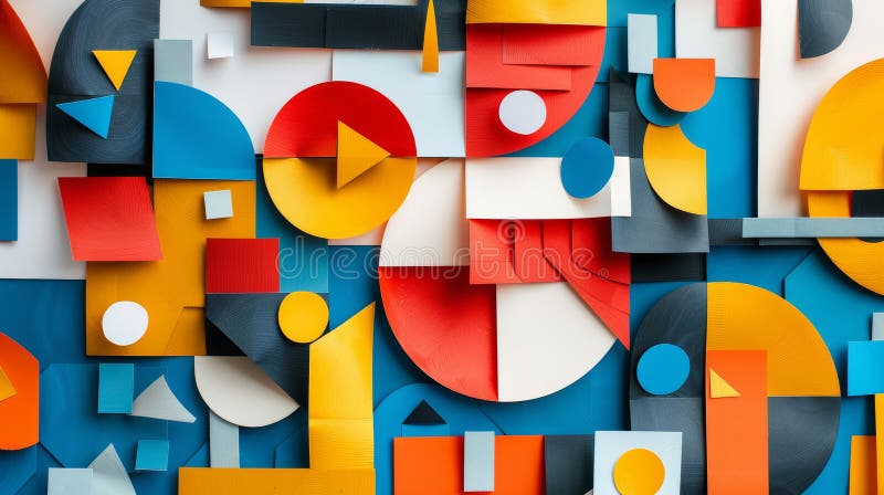 Colorful Abstract Paper Arts Collage with Geometric Shapes and Modern ...