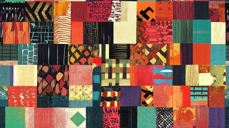 Colorful Abstract Patchwork of Geometric and Textural Patterns Stock ...