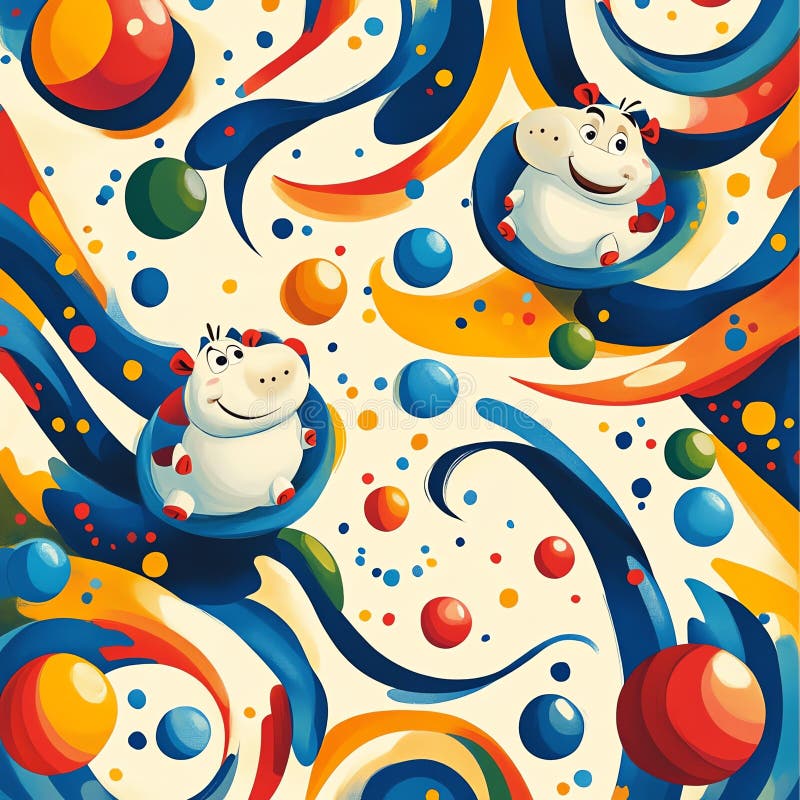 Colorful Abstract Pattern Featuring Playful Characters and Vibrant ...
