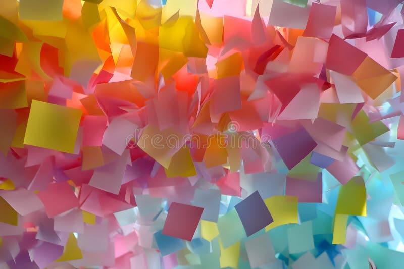 Colorful Abstract Pattern of Floating Paper Squares in Soft Pastel ...