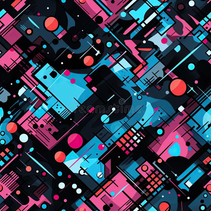 Colorful Abstract Pattern with Geometric Shapes Inspired by Cyberpunk ...