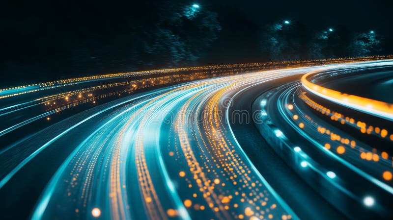 A Colorful Abstract Pattern with High Speed Movement on a Blue ...