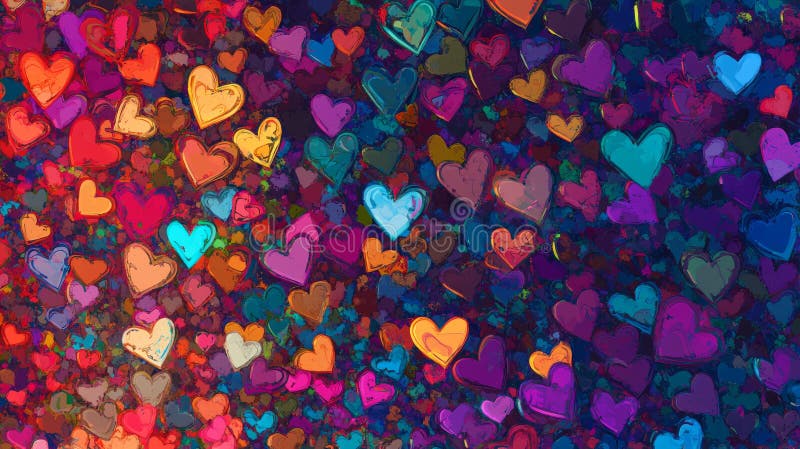 Colorful Abstract Pattern of Overlapping Hearts Stock Photo - Image of ...