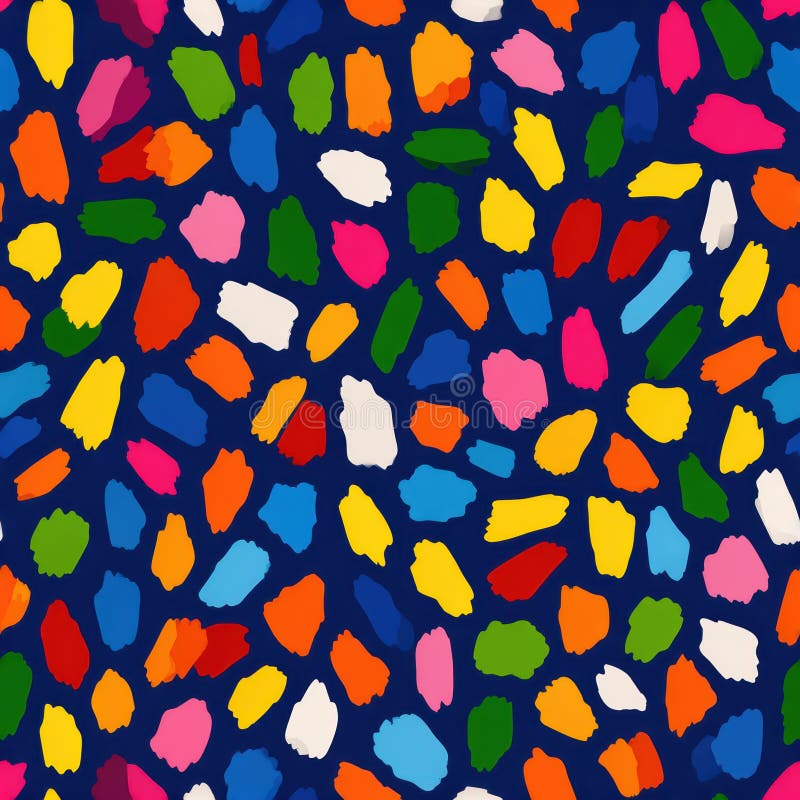 Colorful Abstract Pattern of Random Brush Strokes on Deep Blue ...