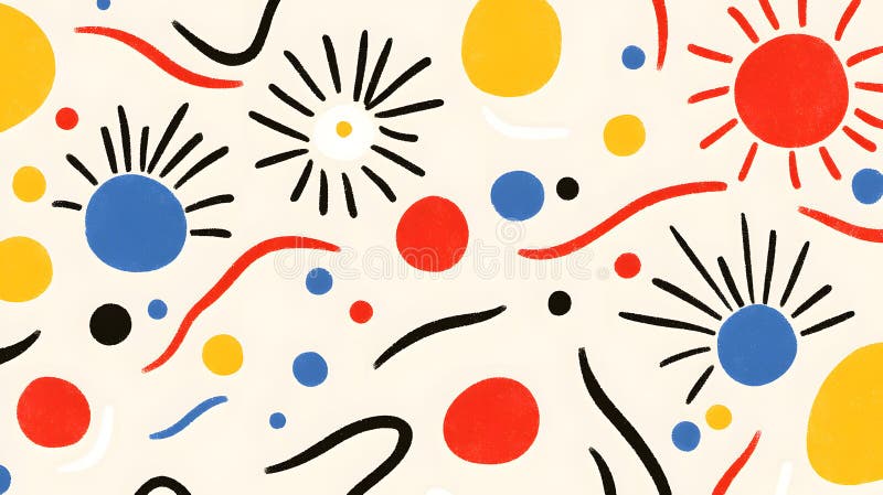 Colorful Abstract Pattern with Sun Motifs and Shapes Stock Photo ...