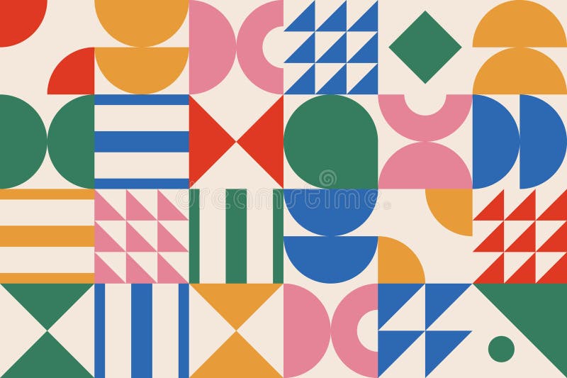 Colorful Abstract Pattern of Various Shapes Circles, Squares, Triangles ...