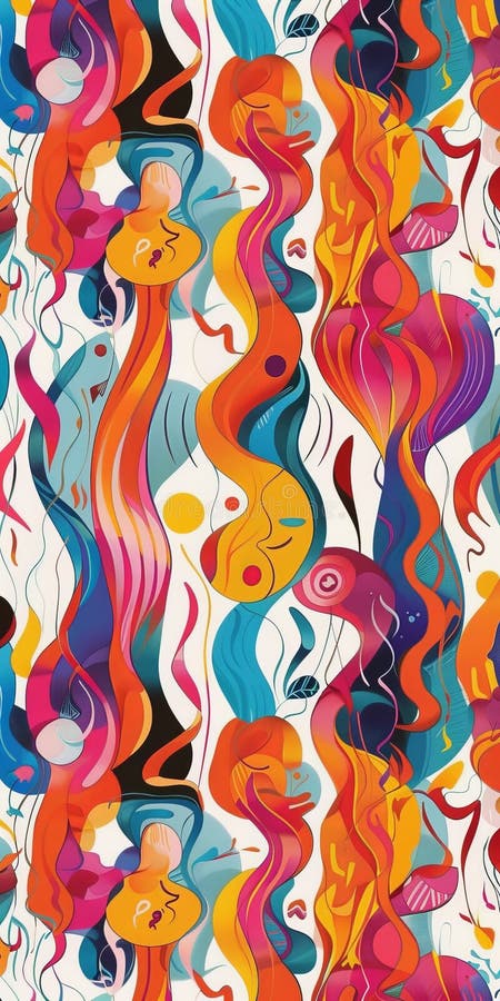 Colorful Abstract Pattern with Wavy Lines Stock Illustration ...
