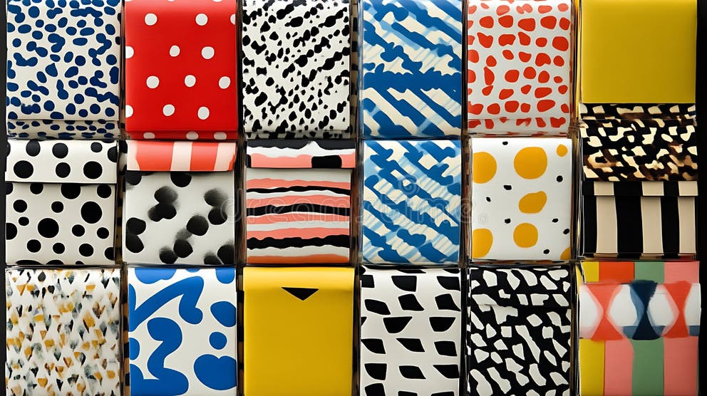 Colorful Abstract Patterned Squares Arranged in a Grid Stock ...