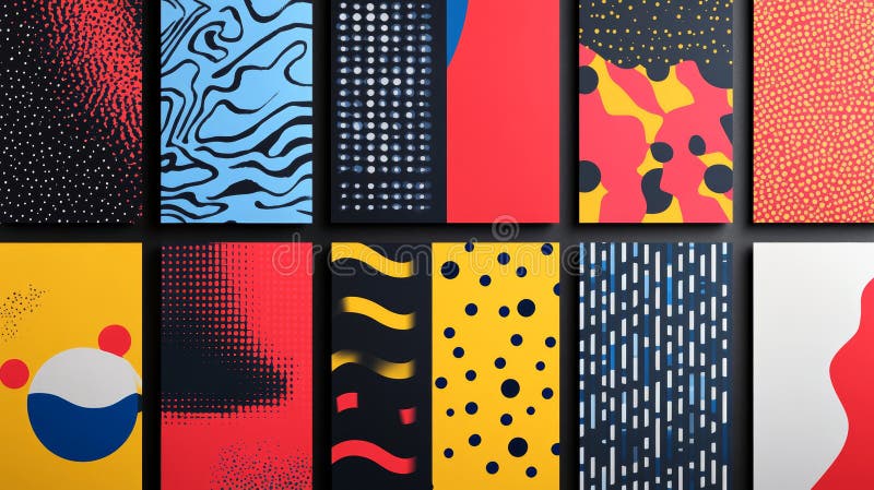 Colorful Abstract Patterns Arranged in a Grid Showcasing Various Designs and Textures for ...