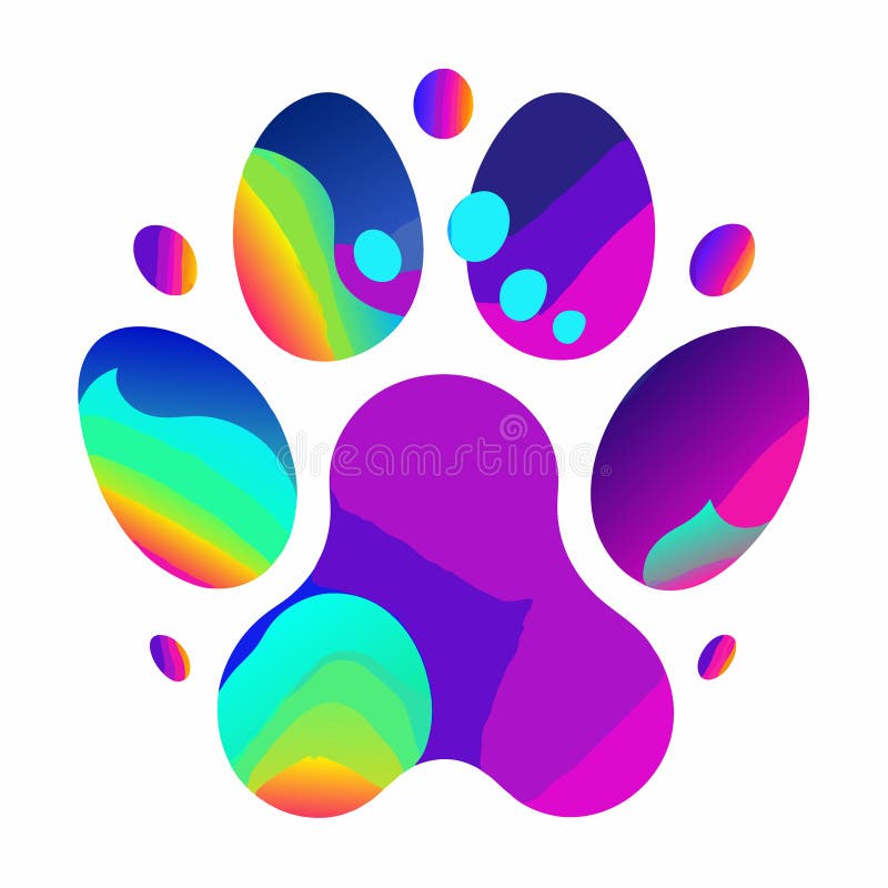 Colorful Abstract Paw Print on a White Background Stock Vector ...