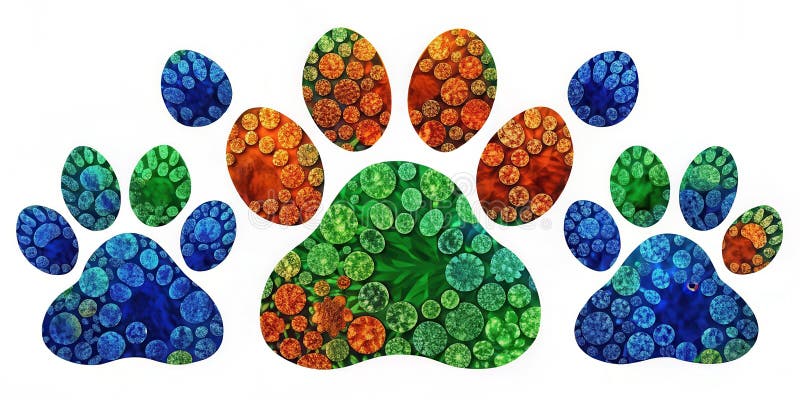 Colorful Abstract Paw Prints Design Featuring Multicolored Circles ...