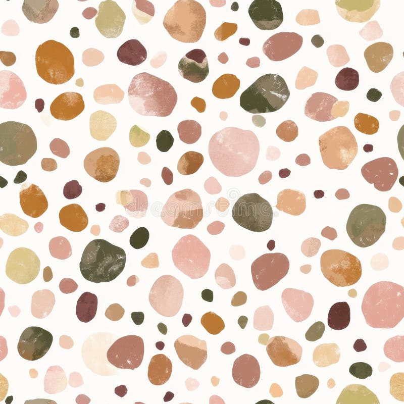 Colorful Abstract Pebble Pattern - Earthy Tones on White Background ...