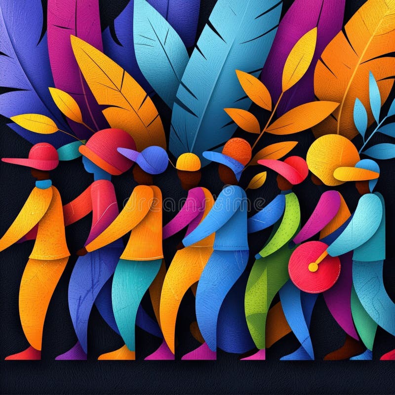 Colorful Abstract People in Vibrant Harmony Stock Illustration ...