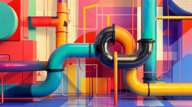 Colorful Abstract Pipe Installation Stock Image - Image of vibrant ...