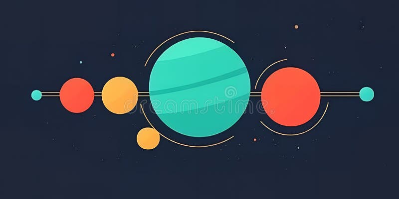 Colorful Abstract Planetary System Illustration Space Planets Orbits ...