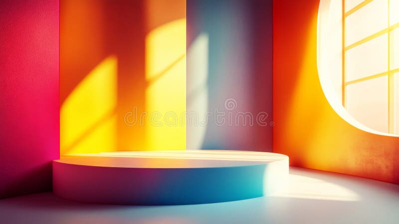 Colorful Abstract Product Display Platform with Sunlight Stock ...