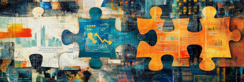 Colorful Abstract Puzzle with Business Charts and Data Elements ...