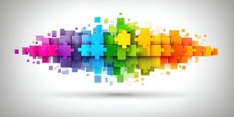 Colorful Abstract Puzzle Pieces Creating a Vibrant Spectrum on a Light ...