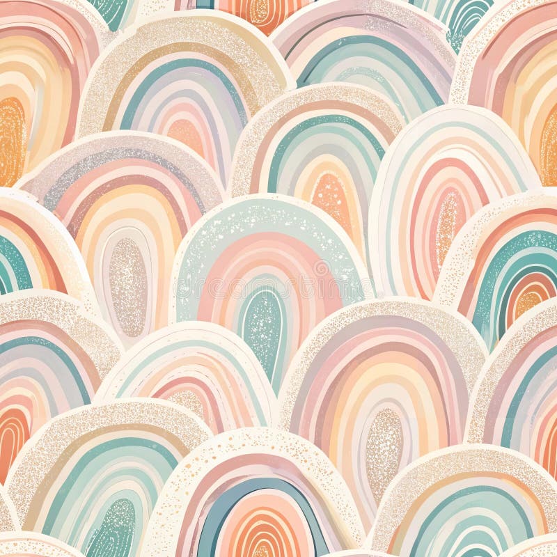 Colorful Abstract Rainbow Arches in Pastel Hues with Textured Patterns ...