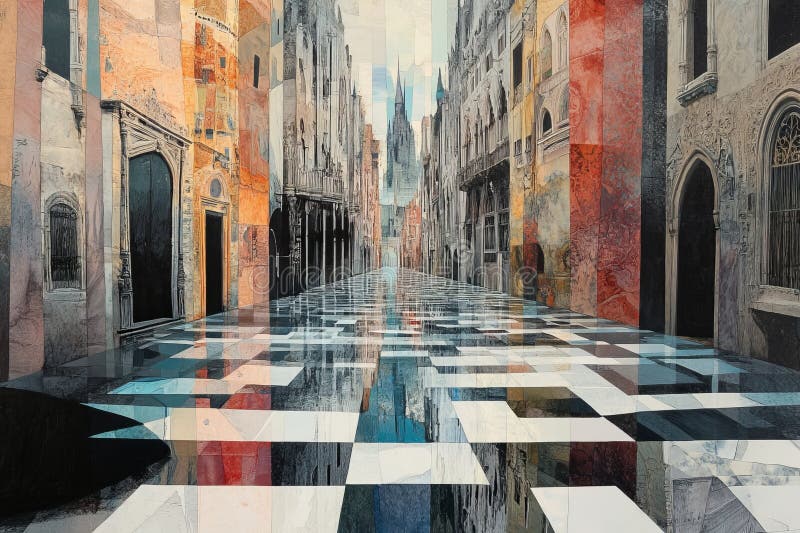 Colorful Abstract Reflection of Venice Street Art with Water Surface ...