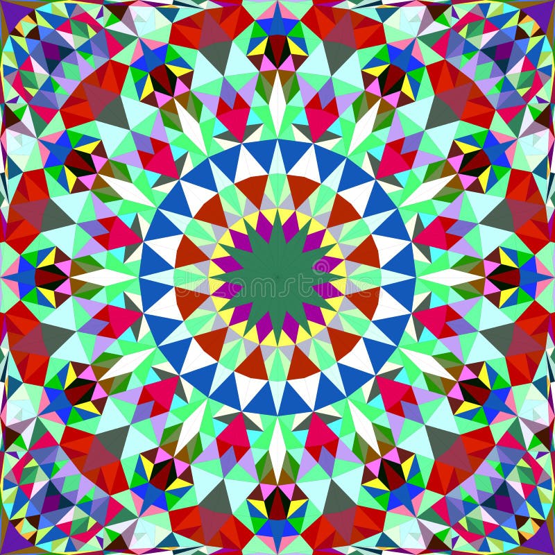 Colorful Abstract Repeating Triangle Mosaic Tile Kaleidoscope Mandala ...