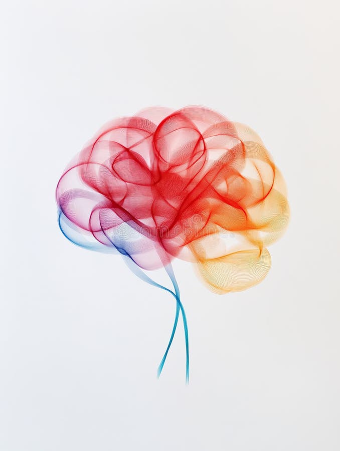 Colorful Abstract Representation of Brain, Featuring Swirling Lines in ...
